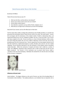 Talcott Parsons and the Theory of the ‘Sick Role’ - Kent Academic ...
